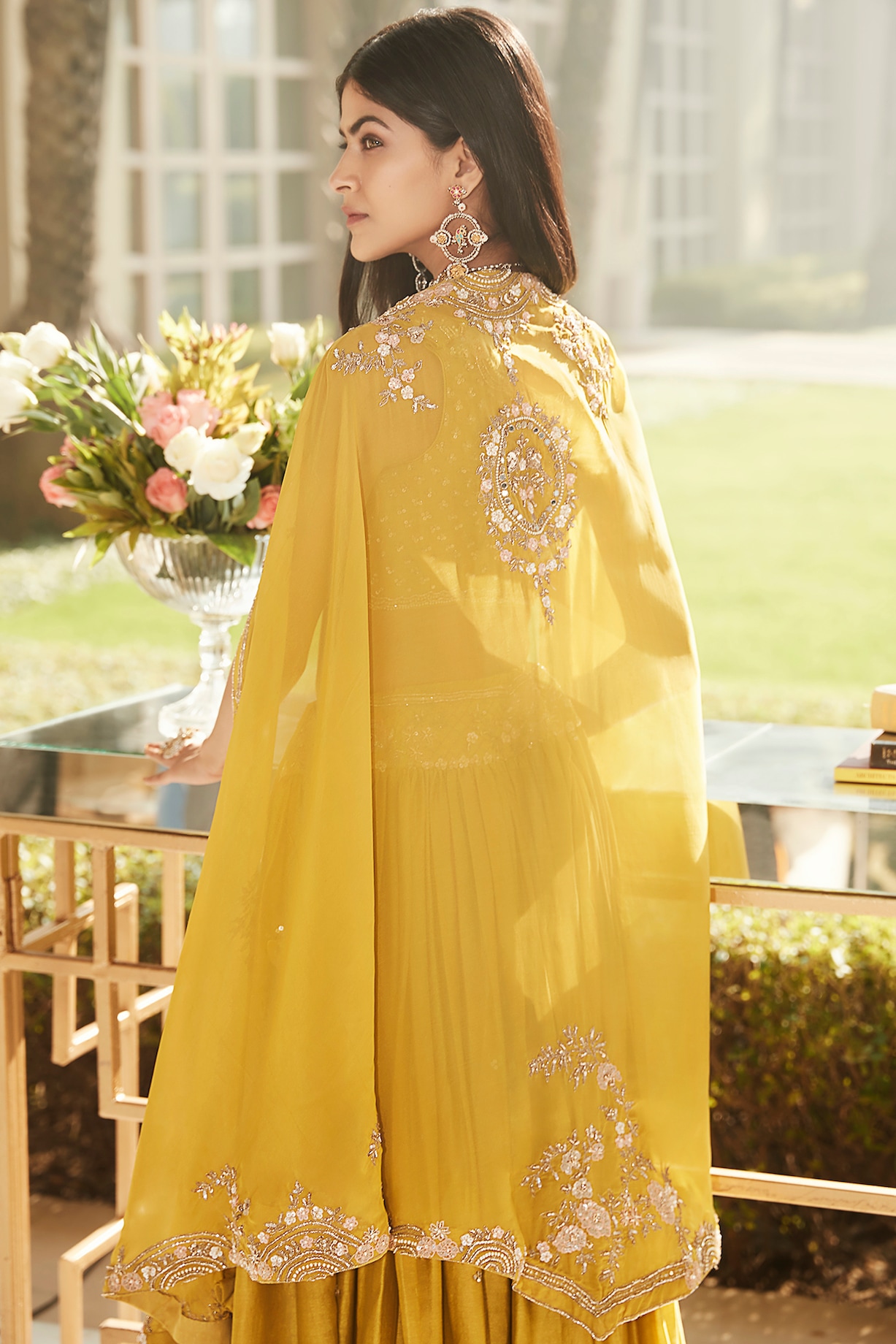 Citrus Yellow Hand Embroidered Cape Set by Matsya at Pernia's Pop Up ...