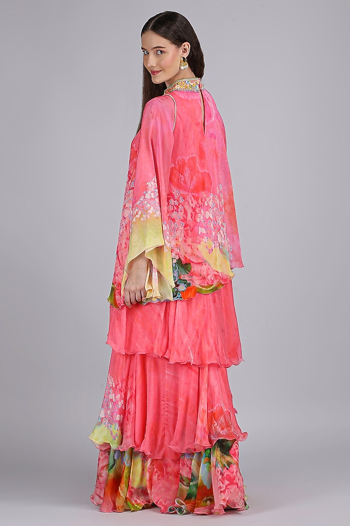 Pink Chiffon Embroidered Cocktail Dress by Mandira Wirk - Resort at ...