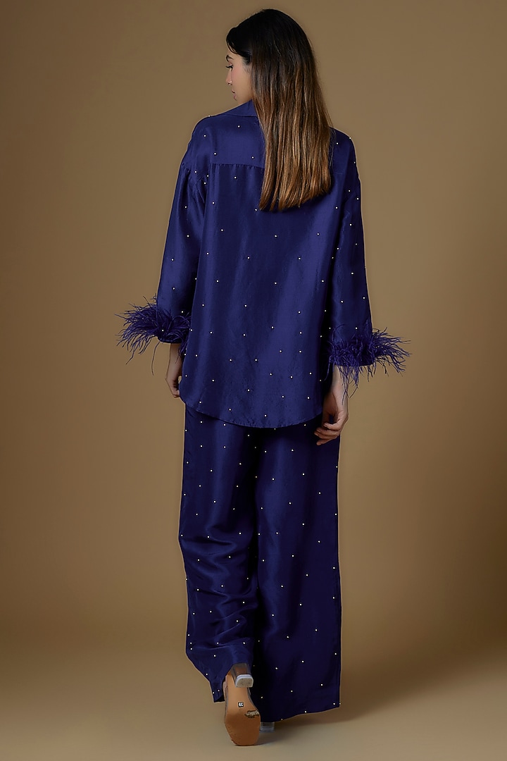 Electric Blue Dupion Silk Co-Ord Set by Maison Blu at Pernia's Pop Up Shop 2025