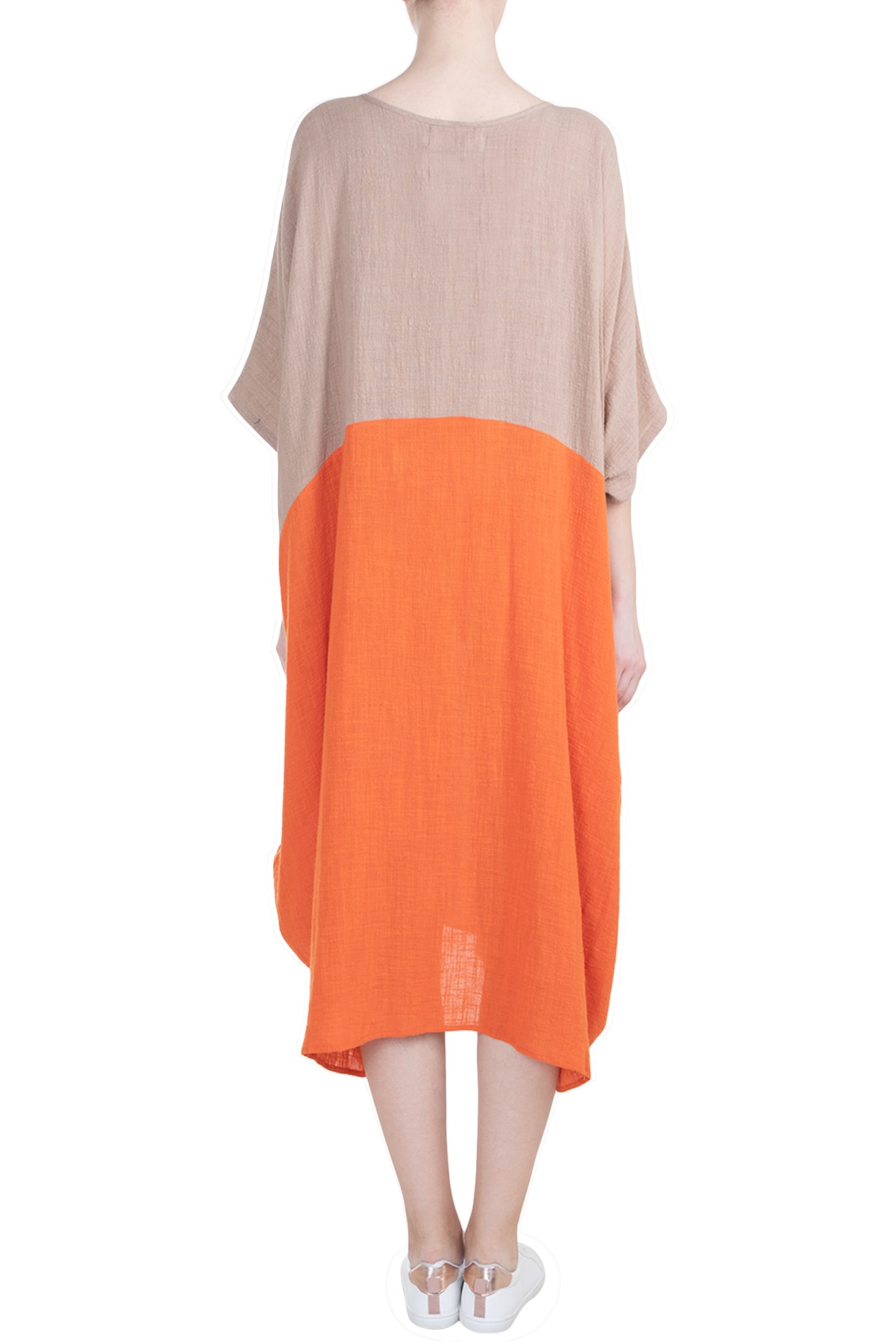Orange Color Block Dress Design by Mati at Pernia's Pop Up Shop 2024