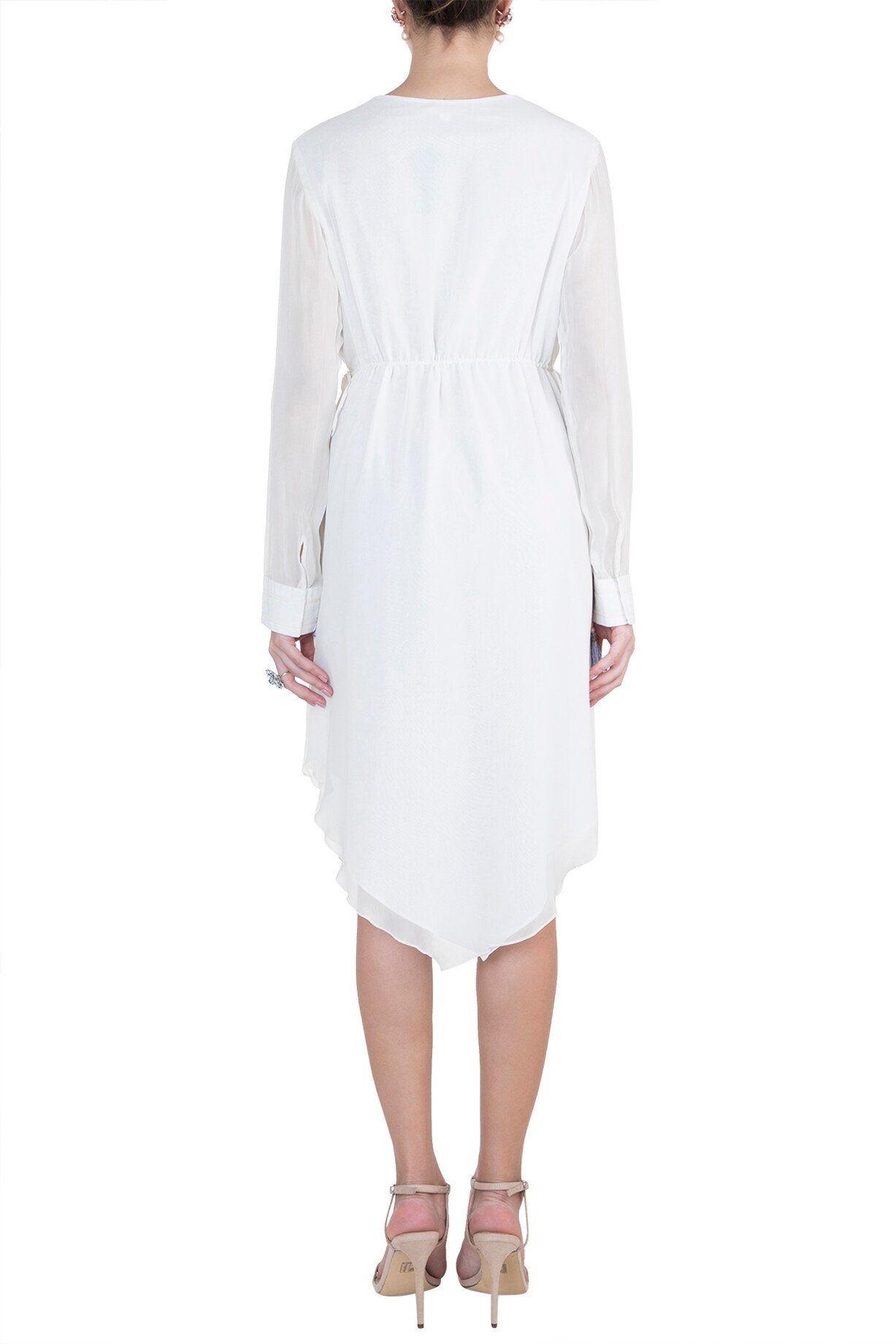 Ivory Embroidered Drawstring Tunic Design by Mandira Wirk at Pernia's ...