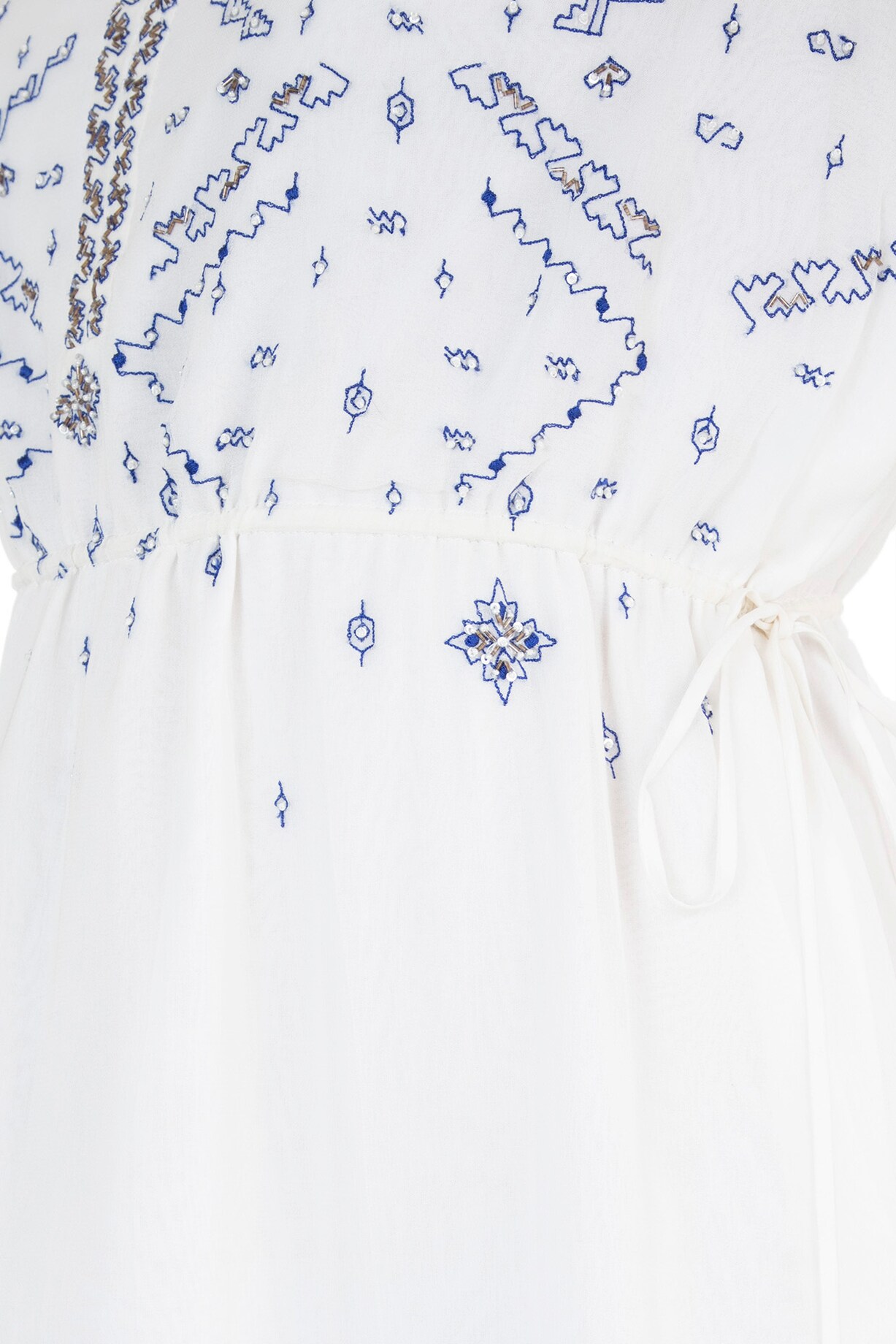 Ivory Embroidered Drawstring Tunic Design by Mandira Wirk at Pernia's ...