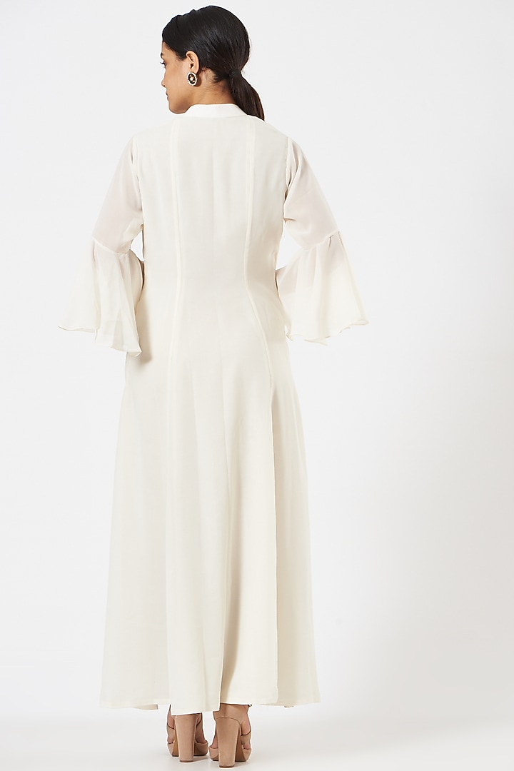 Ivory Embroidered Draped Gown by Maarya By Manisha Arya at Pernia's Pop ...