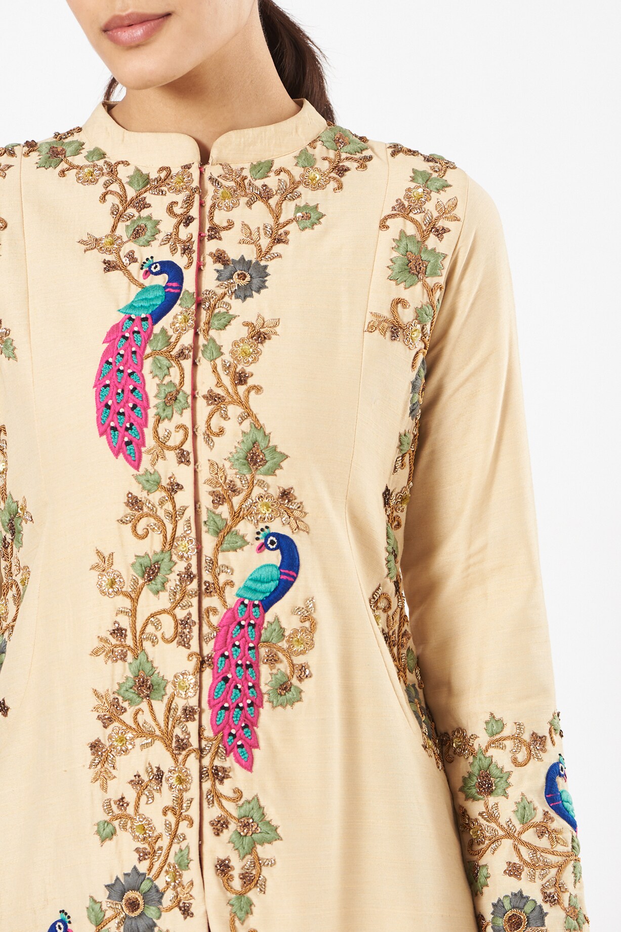 Beige Embroidered Achkan Jacket Set by Maarya By Manisha Arya at Pernia ...