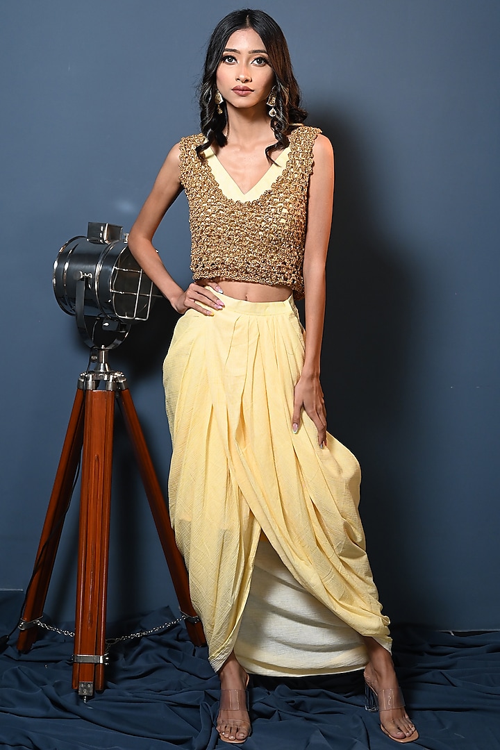 Yellow Cotton Dhoti Set by Maarya By Manisha Arya at Pernia's Pop Up ...