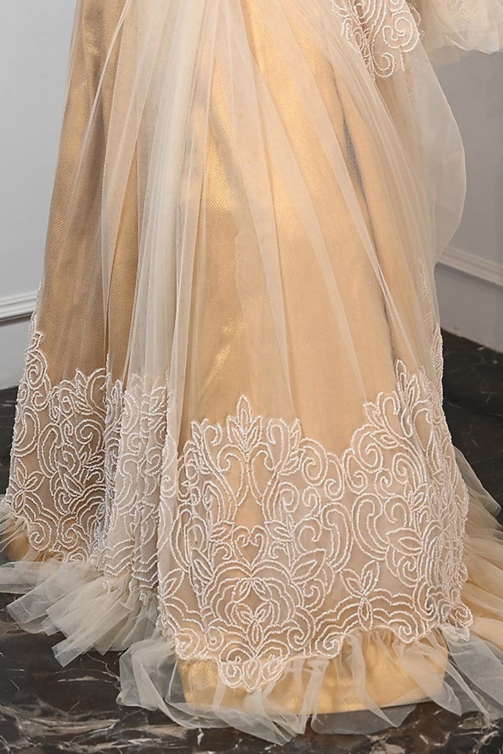 Ivory Net Ruffled Saree Set by Maarya By Manisha Arya at Pernia's Pop ...