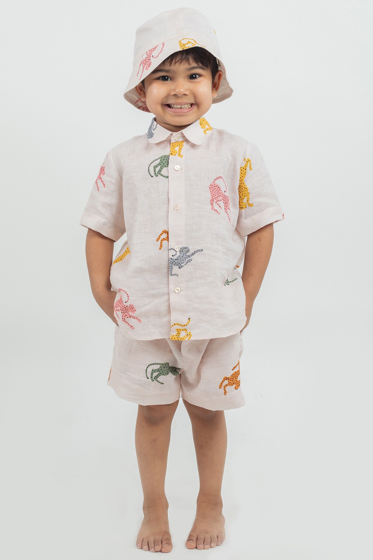 Light Pink Linen Co-Ord Set For Boys by MR BRAT at Pernia's Pop Up Shop ...