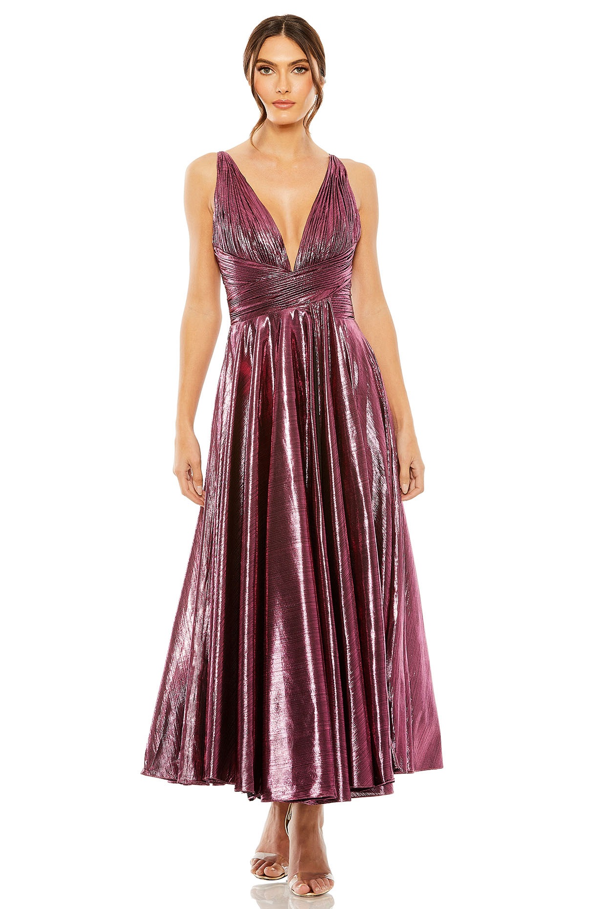 Rose Red Metallic Jersey Dress by Mac Duggal at Pernia's Pop Up Shop 2025