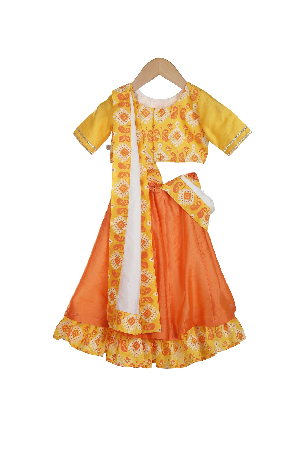 Saffron Embellished Lehenga Set For Girls by Mi Dulce An'ya at Pernia's ...