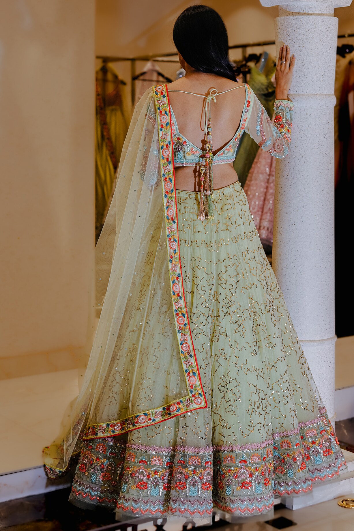 Green Hand Embellished Bridal Lehenga Set by Mynah Designs By Reynu ...