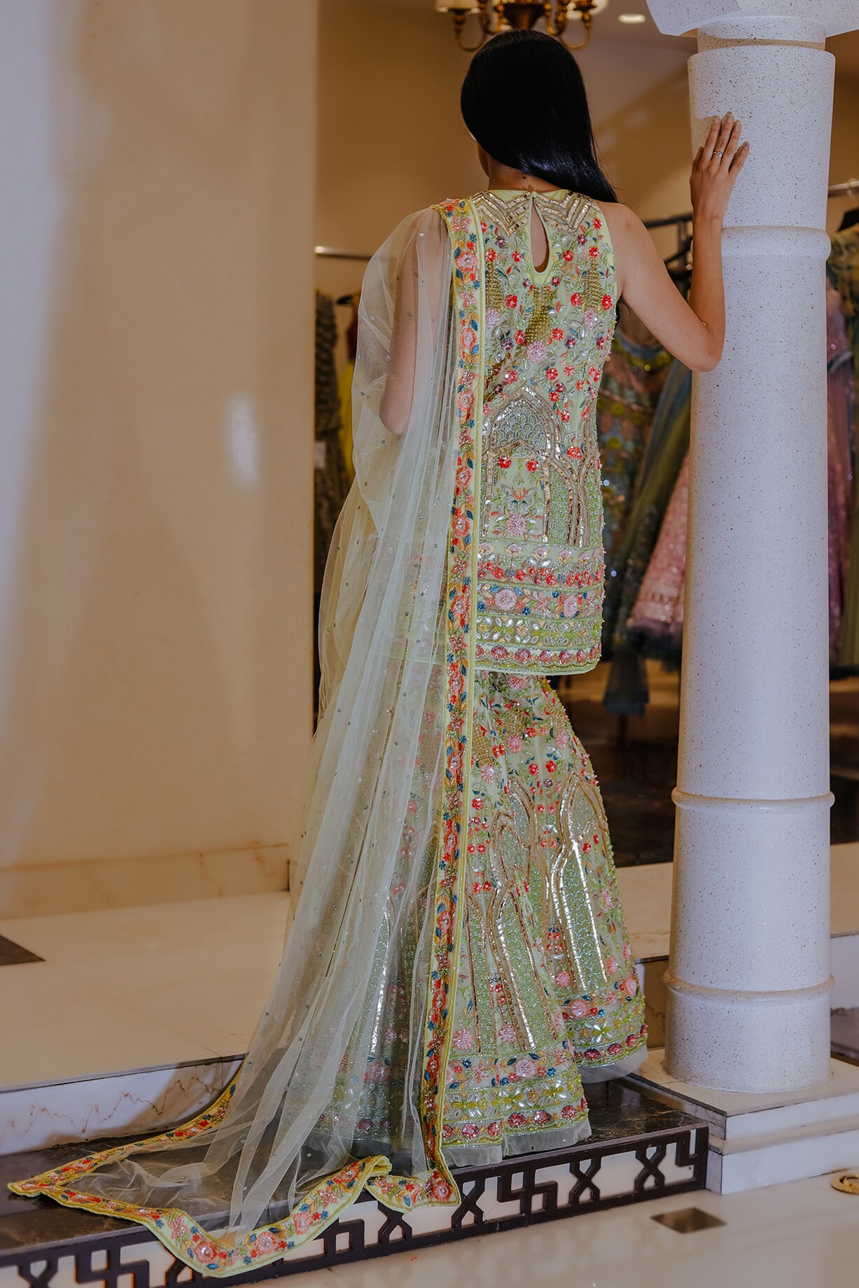 Green Embroidered Sharara Set by Mynah Designs By Reynu Tandon at ...