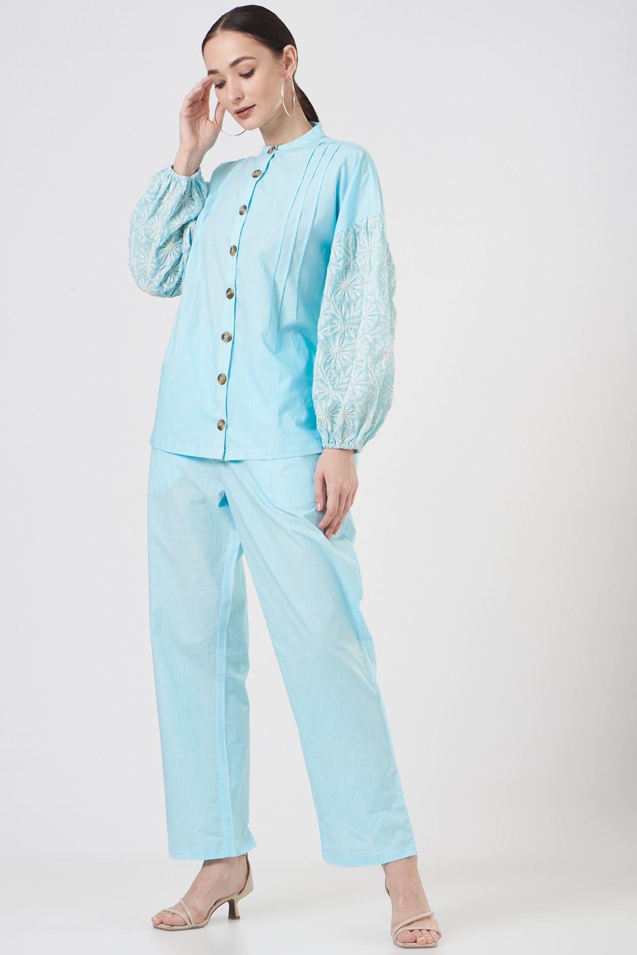 Powder Blue Cotton Pant Set by Midori by SGV at Pernia's Pop Up Shop 2025