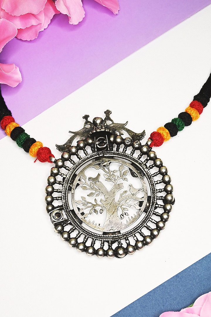 White Finish Tribal Long Necklace In Sterling Silver Design by Mero at ...