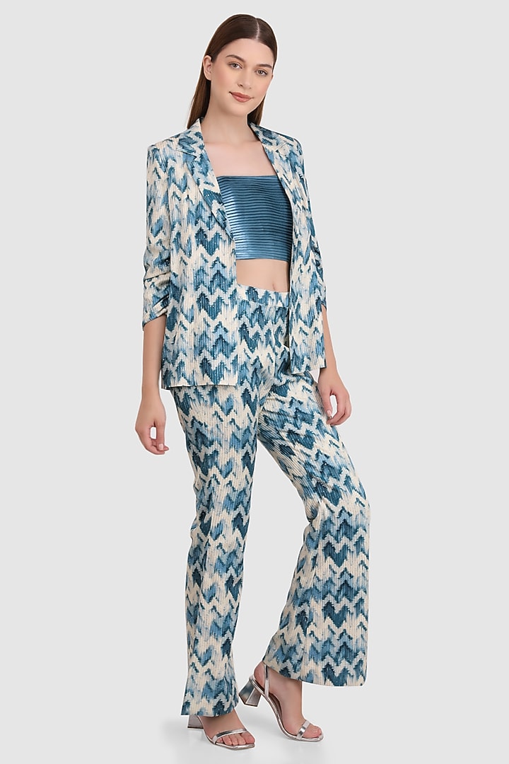 Blue Viscose Muslin Blazer Set by Meraki By Rachna at Pernia's Pop Up ...