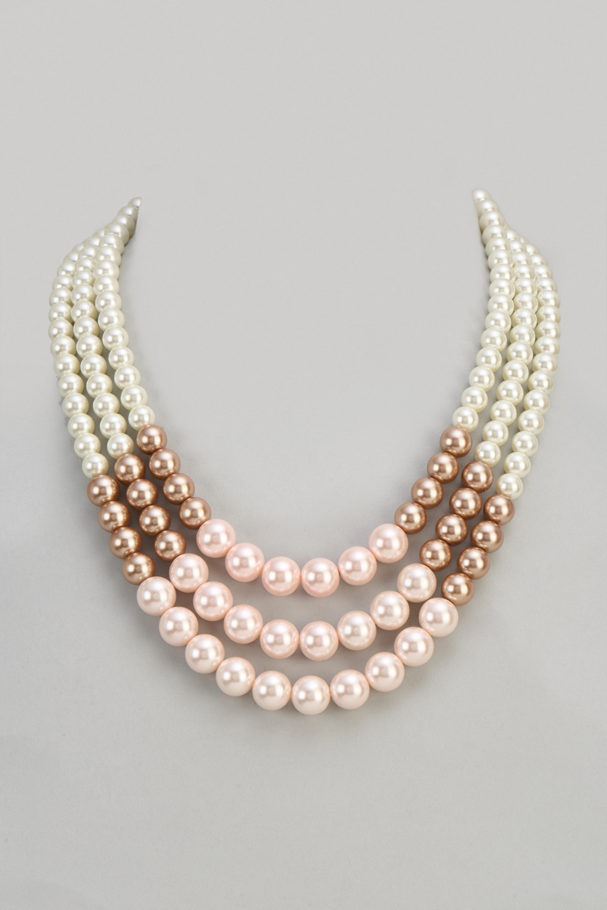 Ombre Of Pink And White Pearl Layered Necklace By Mesh Artisan At Pernia