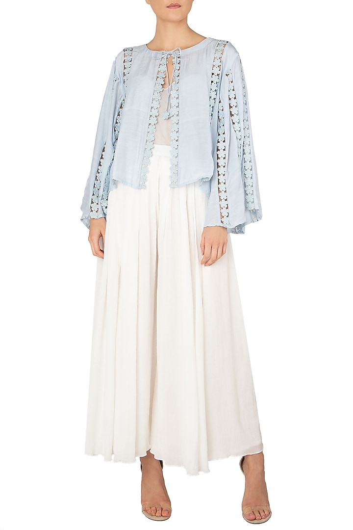 Sky powder blue lace jacket available only at Pernia's Pop Up Shop. 2024