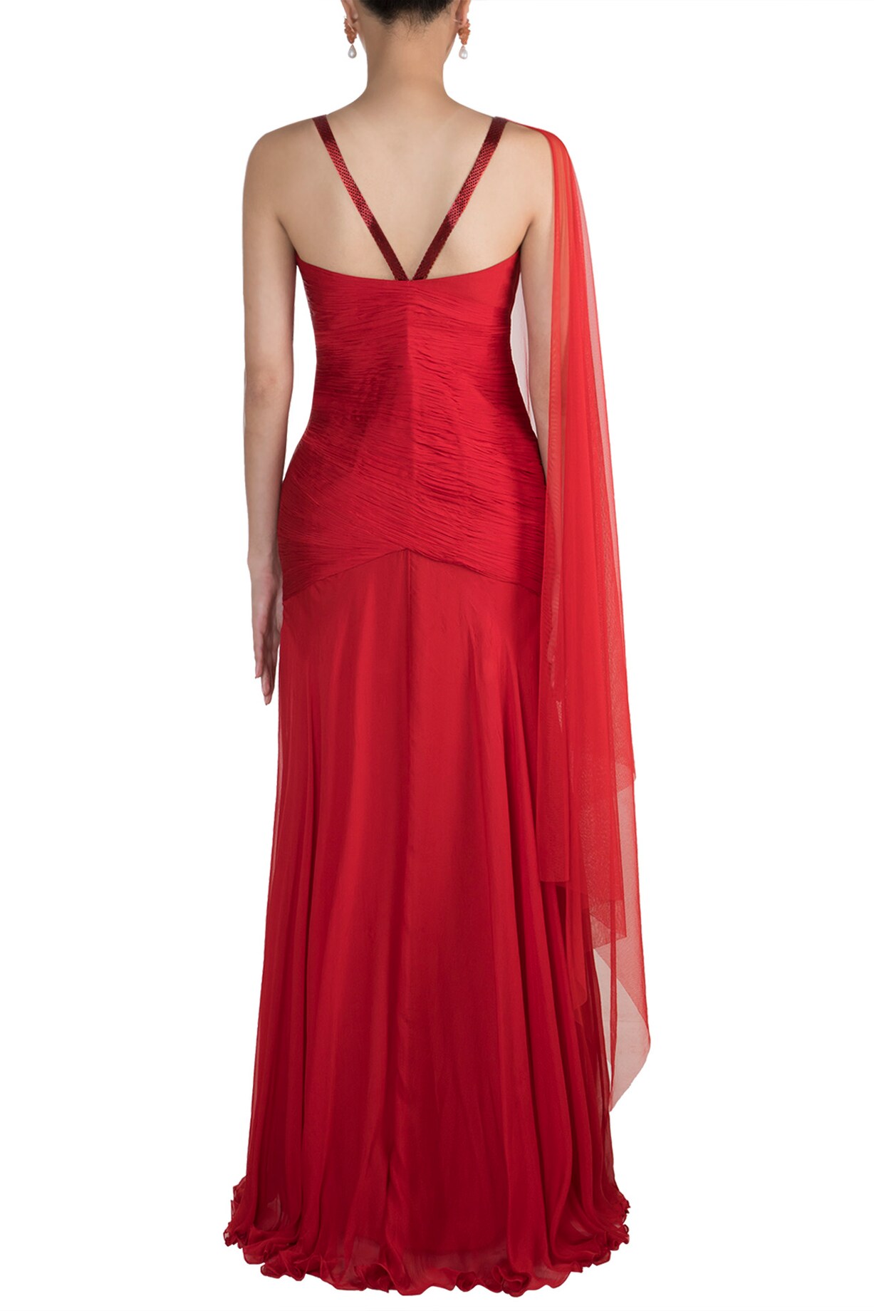 Red Embellished Gown With Drape by Gavin Miguel at Pernia's Pop Up Shop ...