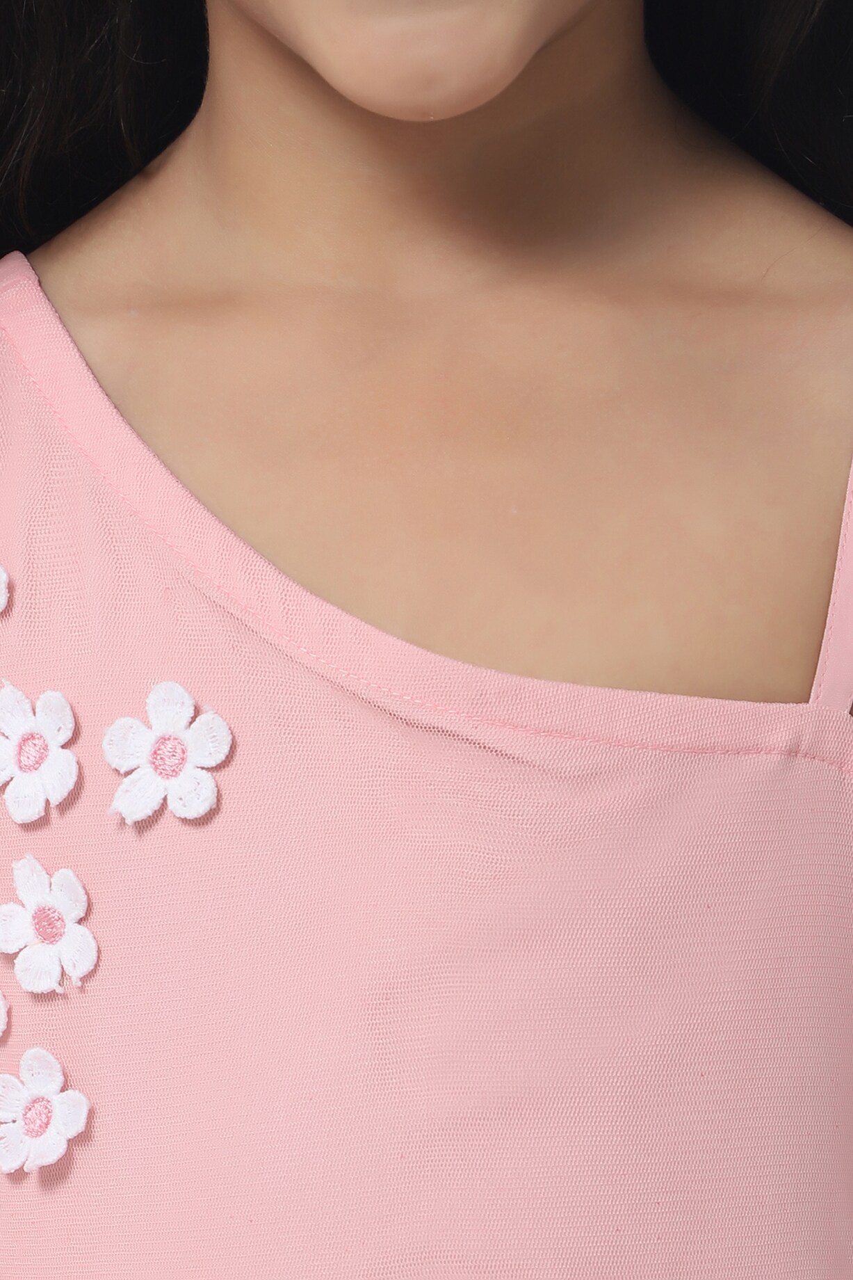 Blush Pink Net Flared Gown For Girls by Mini Chic at Pernia's Pop Up ...