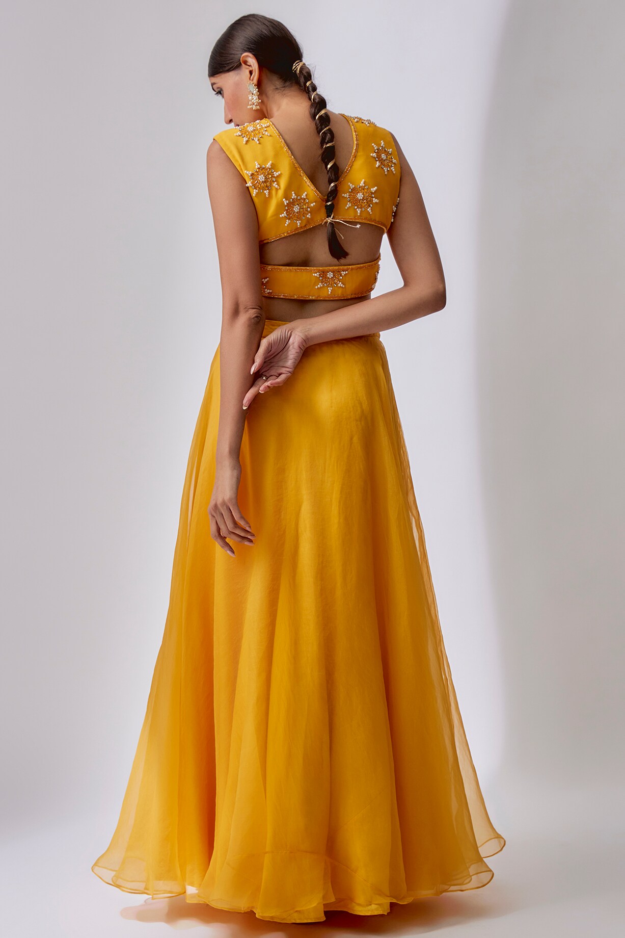 Yellow Organza Wedding Lehenga Set by Midushi Bajoria at Pernia's Pop ...