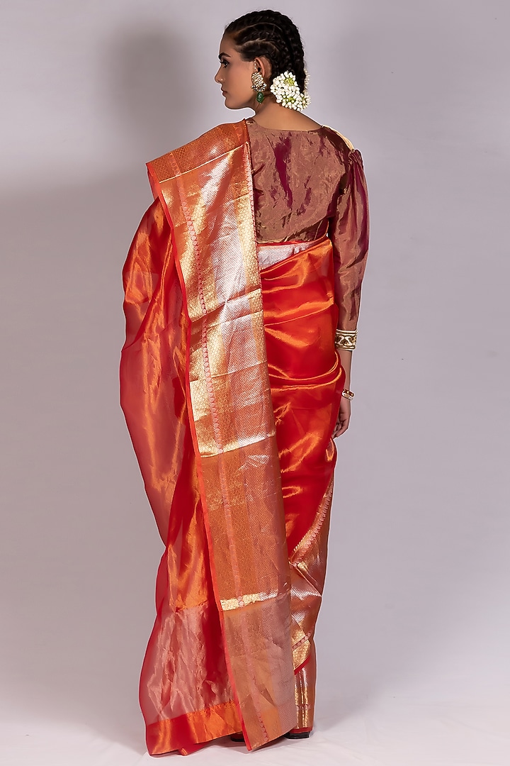 Red Tissue Saree Set Design by Mimamsaa at Pernia's Pop Up Shop 2024