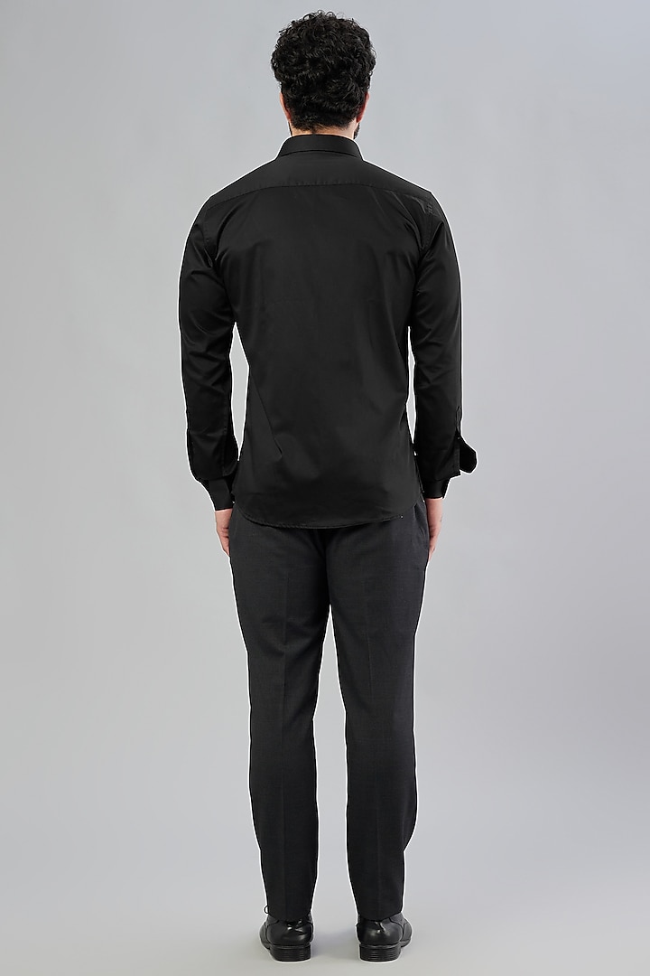 Black Cotton Shirt Design by Minaki Men at Pernia's Pop Up Shop 2024