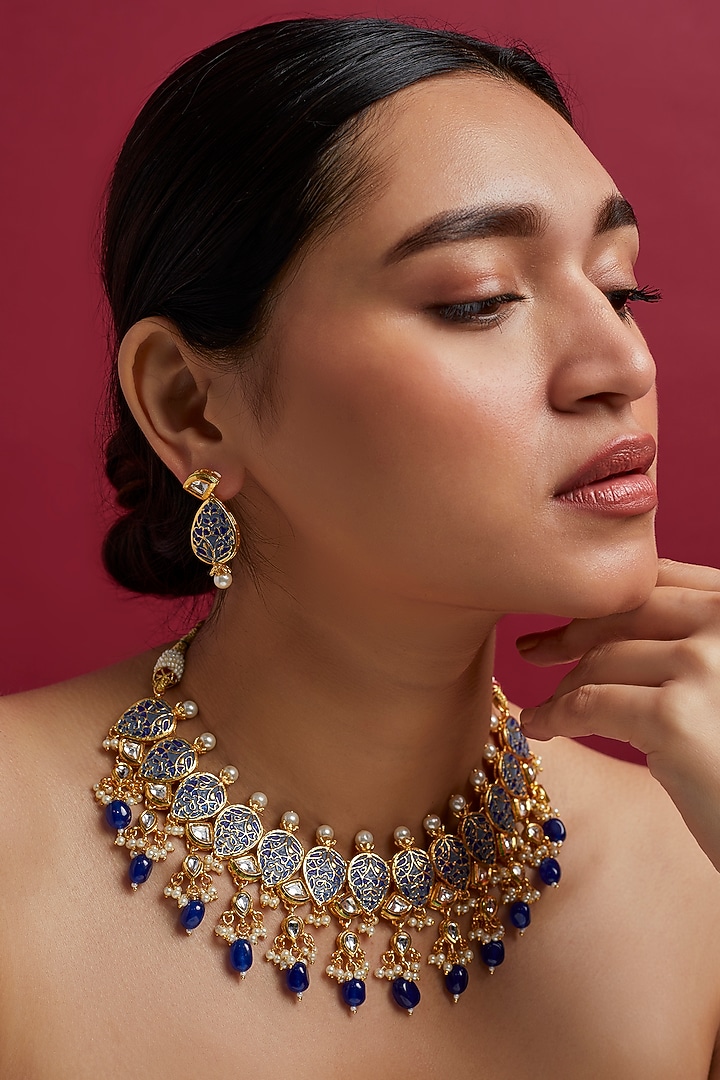 Gold Plated Beaded Meenakari Necklace Set by Minaki at Pernia's Pop Up ...