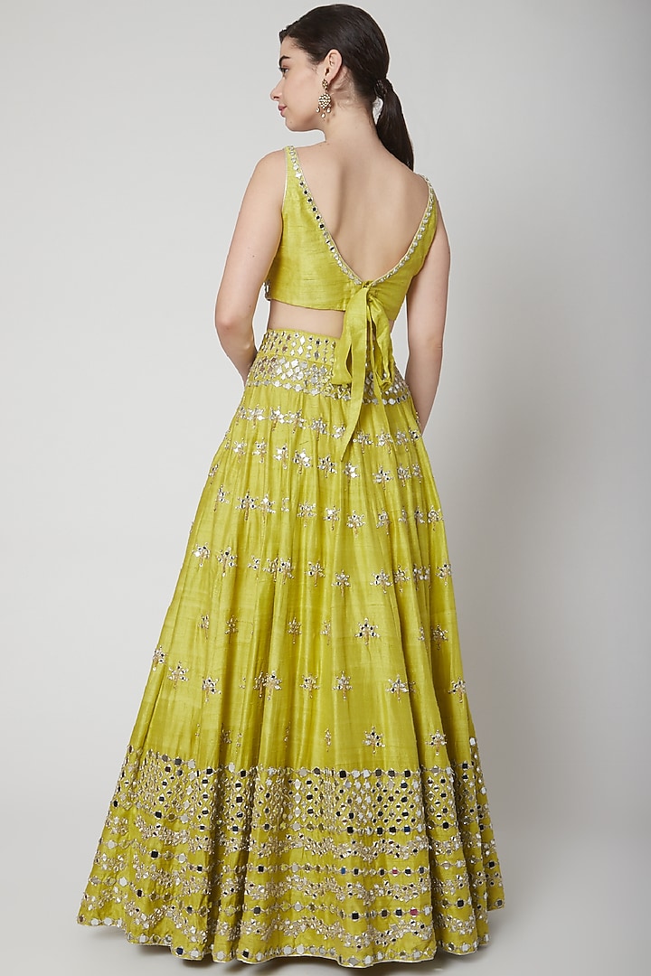 Bright Green Embroidered Wedding Lehenga Set by Mint Blush at Pernia's ...