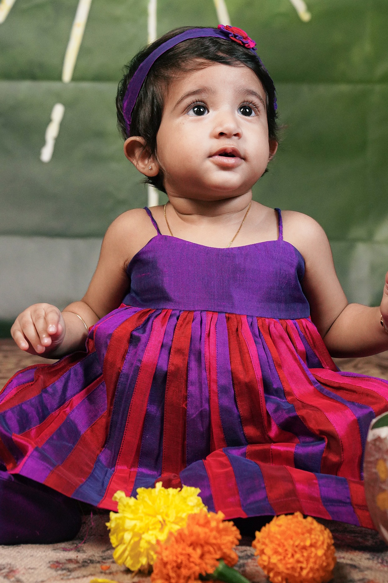 Pink & Purple & Red Handloom Cotton Silk Dress For Girls by Mirali at Pernia's Pop Up Shop 2025