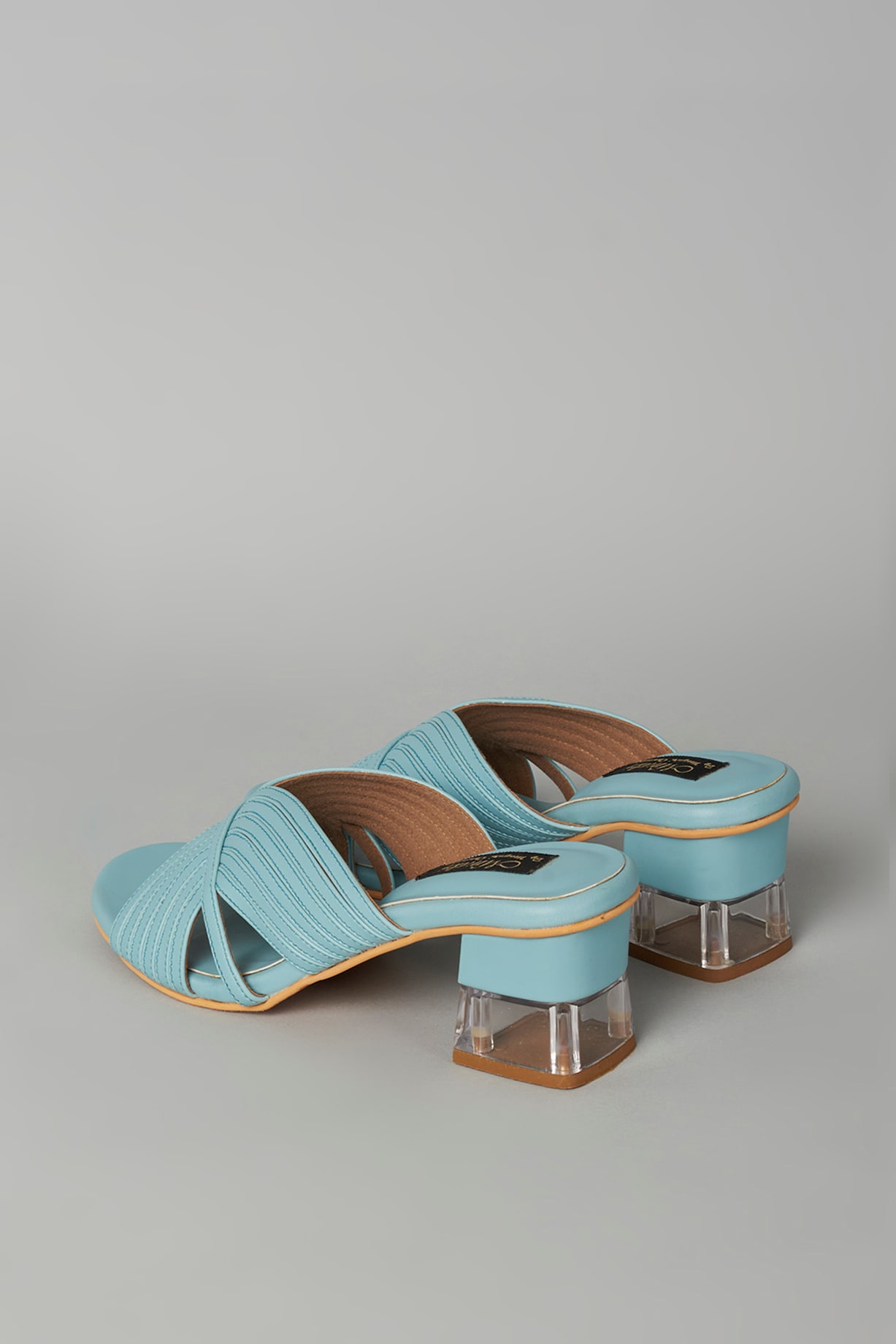 Powder Blue Vegan Leather Sandals by Miraki at Pernia's Pop Up Shop 2024