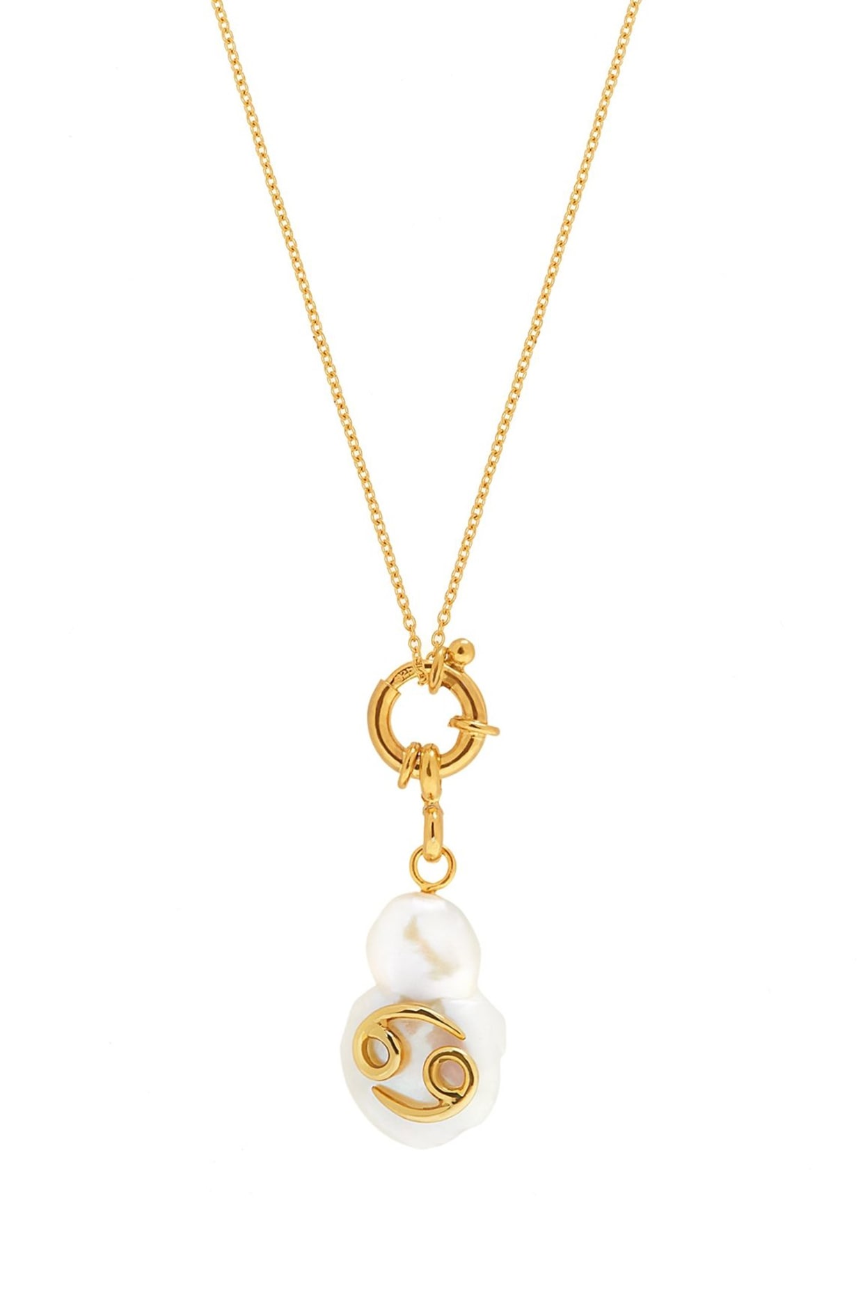 Gold Plated Keshi Pearl Convertible Cancer Pendant Necklace by Misho ...