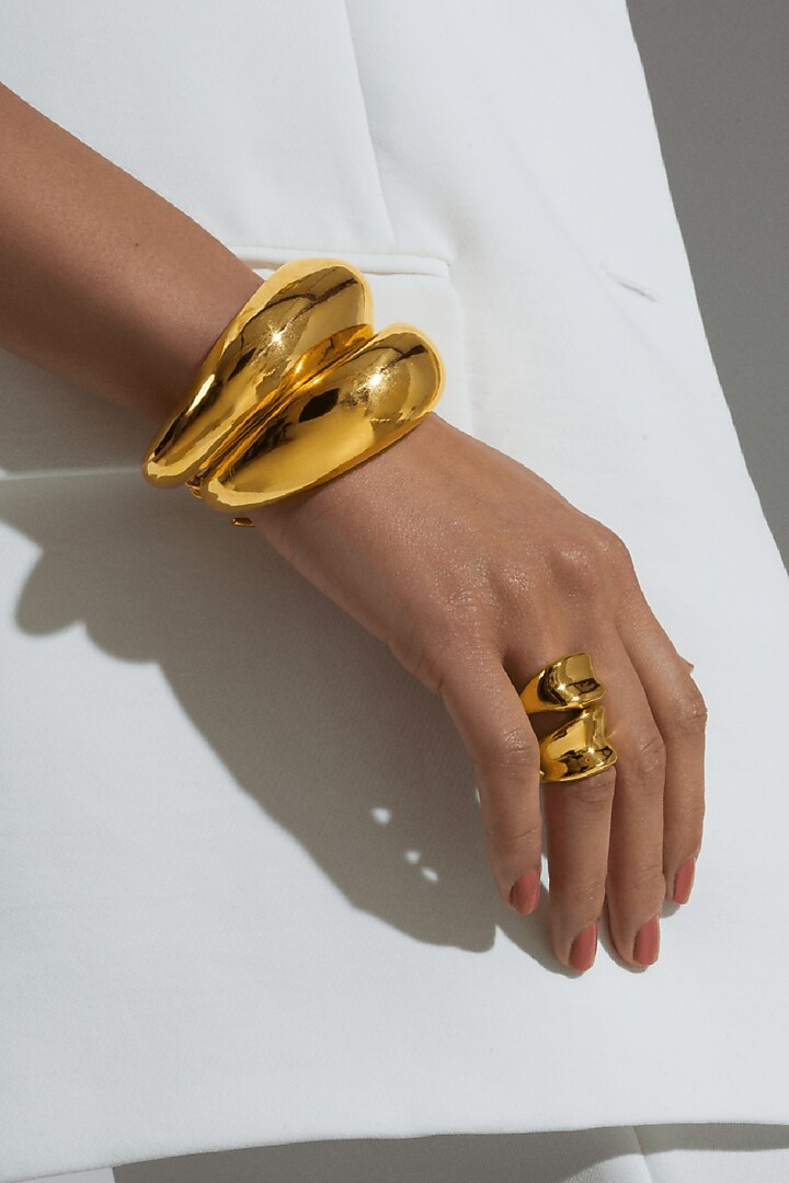 Gold Plated Handcrafted Cuff by Misho Design at Pernia's Pop Up Shop 2025