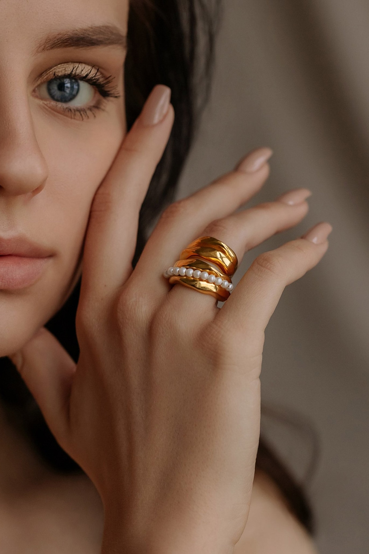 Gold Plated Handcrafted Bora Bora Stack Rings (Set Of 2) by Misho ...