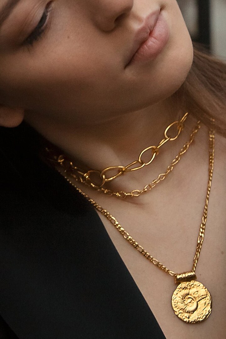 Gold Plated Aries Zodiac Mini Link Chain Pendant Necklace by Misho ...