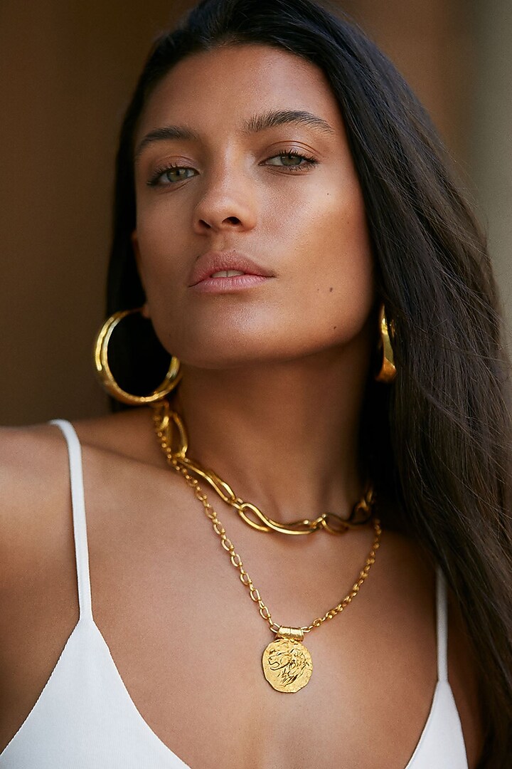 Gold Plated Leo Zodiac Figaro Chain Pendant Necklace Design by Misho ...