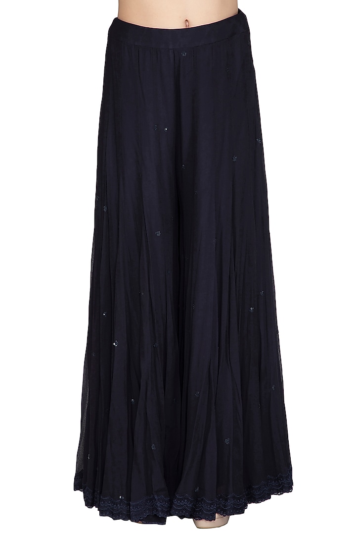 Midnight Blue Embroidered Sharara Set by at Pernia's Pop Up Shop 2025