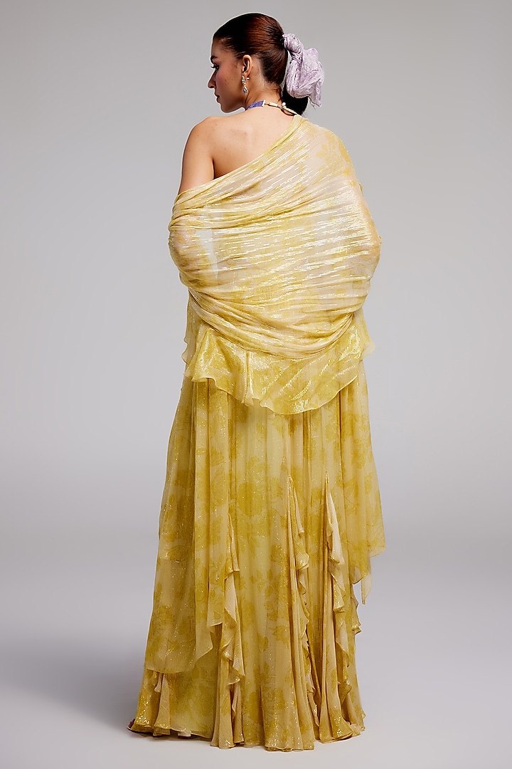 Yellow Shimmer Chiffon Sharara Set by Monika Nidhee at Pernia's Pop Up ...