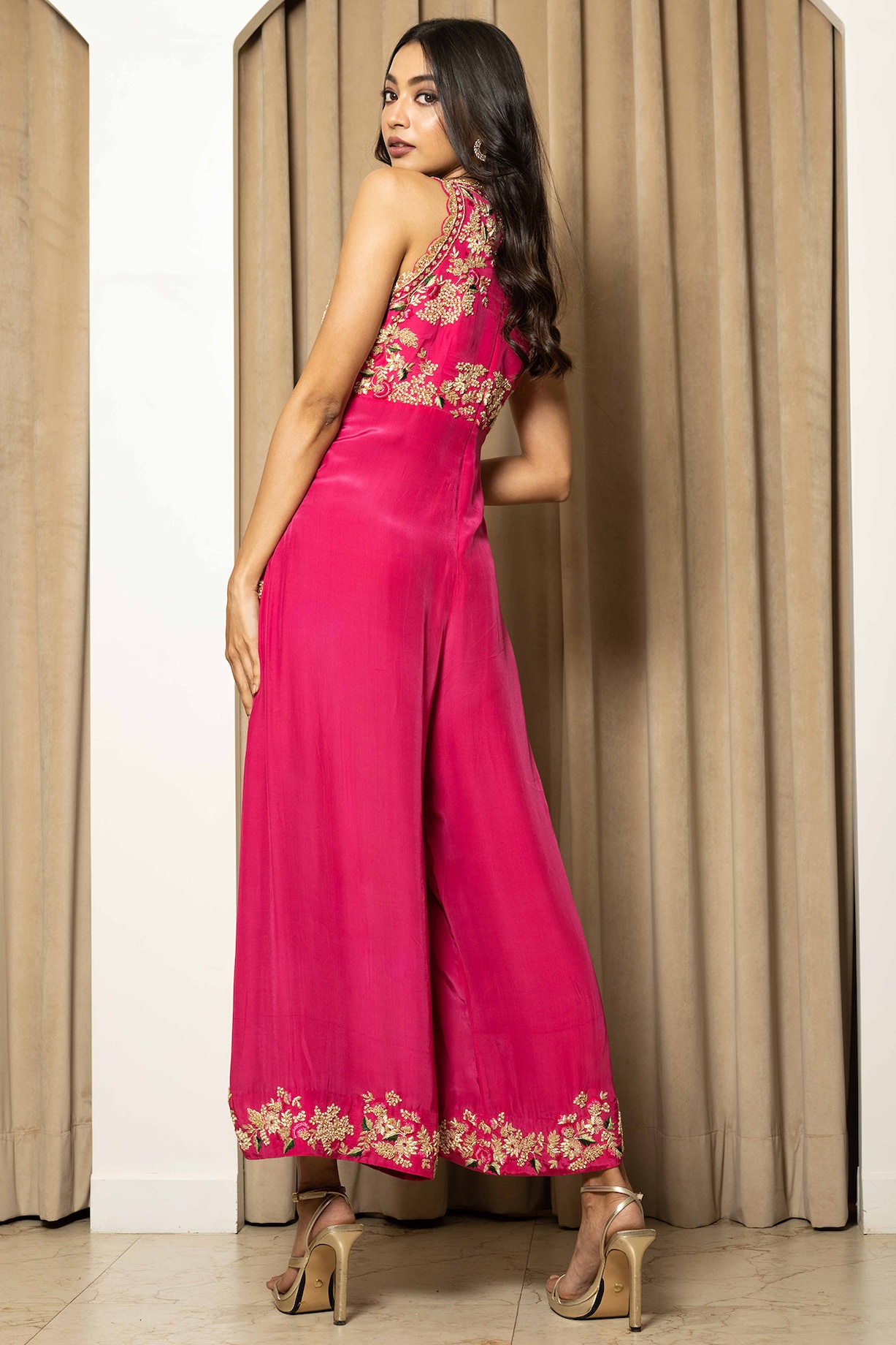 Rose Pink Crepe Hand Embroidered Jumpsuit by Mehak Sharma at Pernia's ...