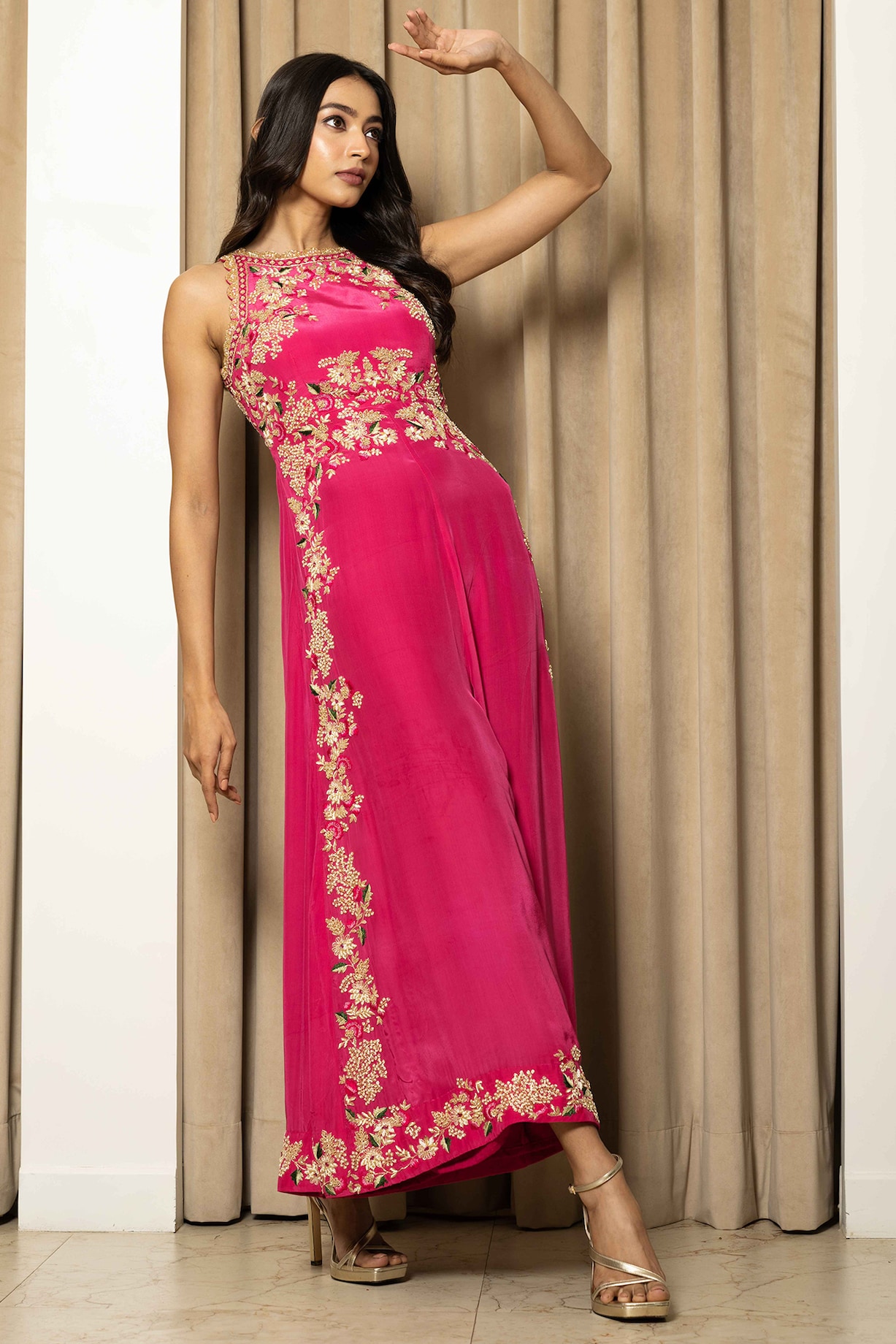 Rose Pink Crepe Hand Embroidered Jumpsuit by Mehak Sharma at Pernia's ...