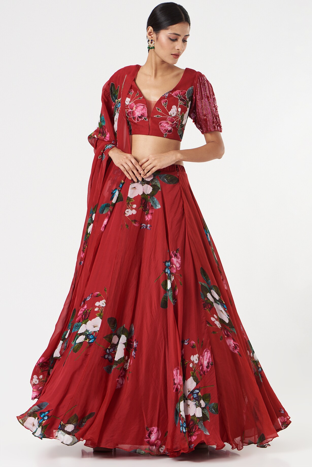 Red Printed Wedding Lehenga Set by Mahima Mahajan at Pernia's Pop Up ...