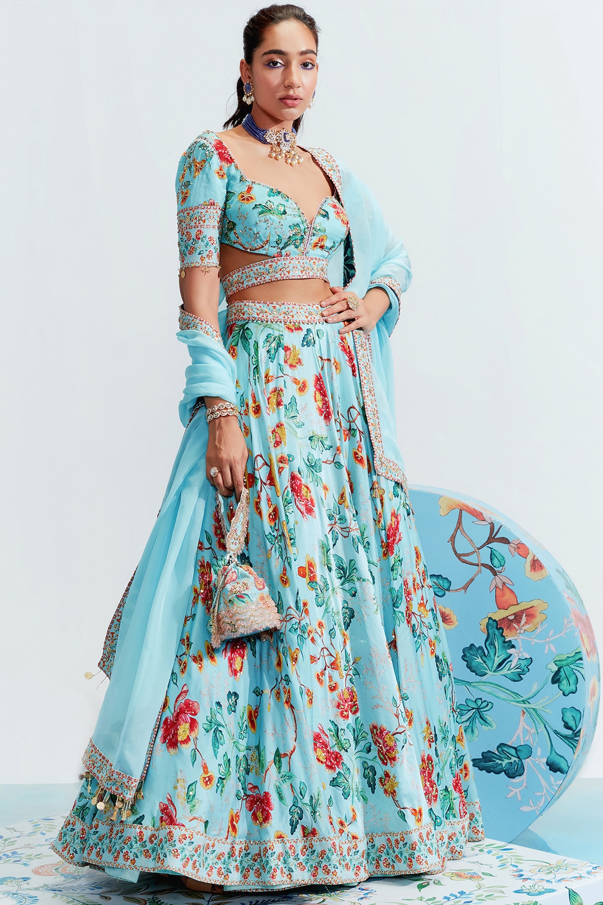 Blue Wedding Lehenga Set With Embroidery by Mahima Mahajan at Pernia's ...