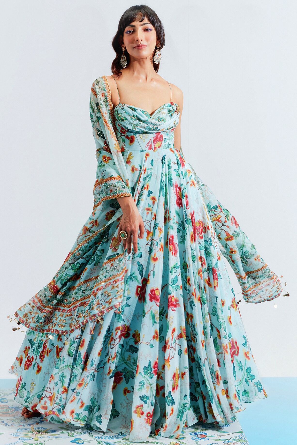 Blue Embroidered Anarkali Set by Mahima Mahajan at Pernia's Pop Up Shop ...
