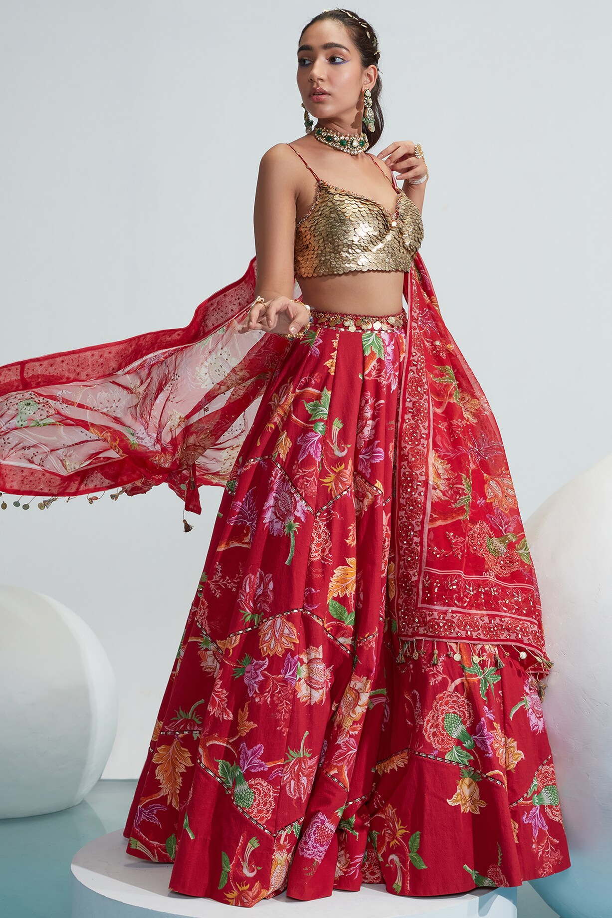 Red Embroidered Wedding Lehenga Set by Mahima Mahajan at Pernia's Pop ...