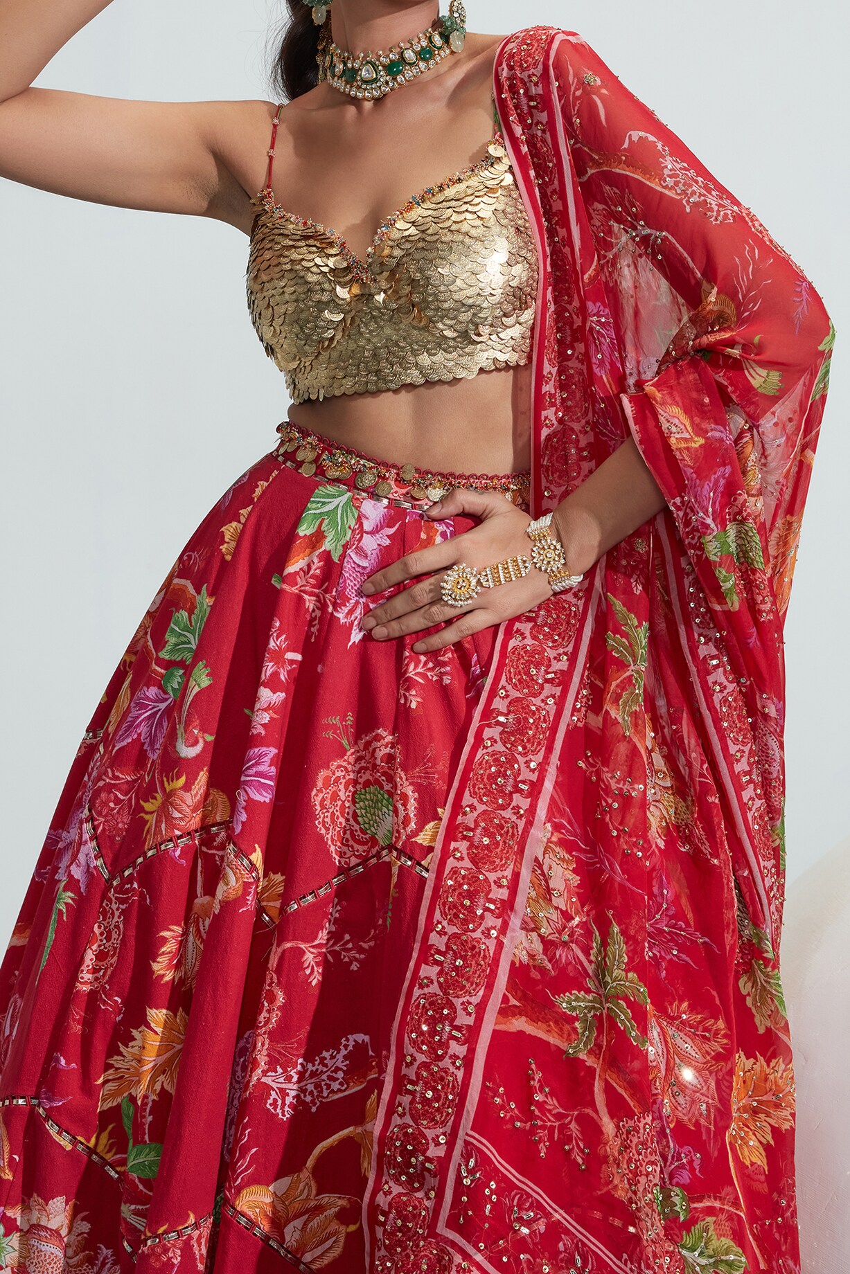 Red Embroidered Wedding Lehenga Set by Mahima Mahajan at Pernia's Pop ...