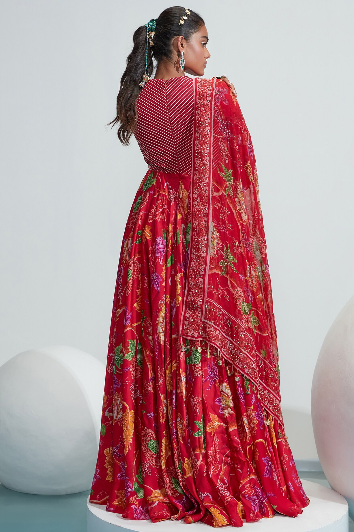 Red Embroidered Anarkali Set by Mahima Mahajan at Pernia's Pop Up Shop 2025