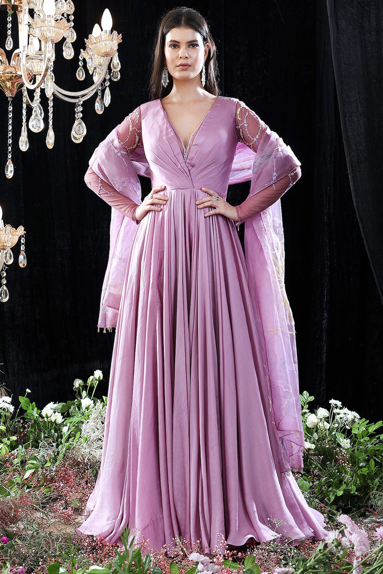Lilac Embroidered Anarkali Set by Mahima Mahajan at Pernia's Pop Up Shop 2026