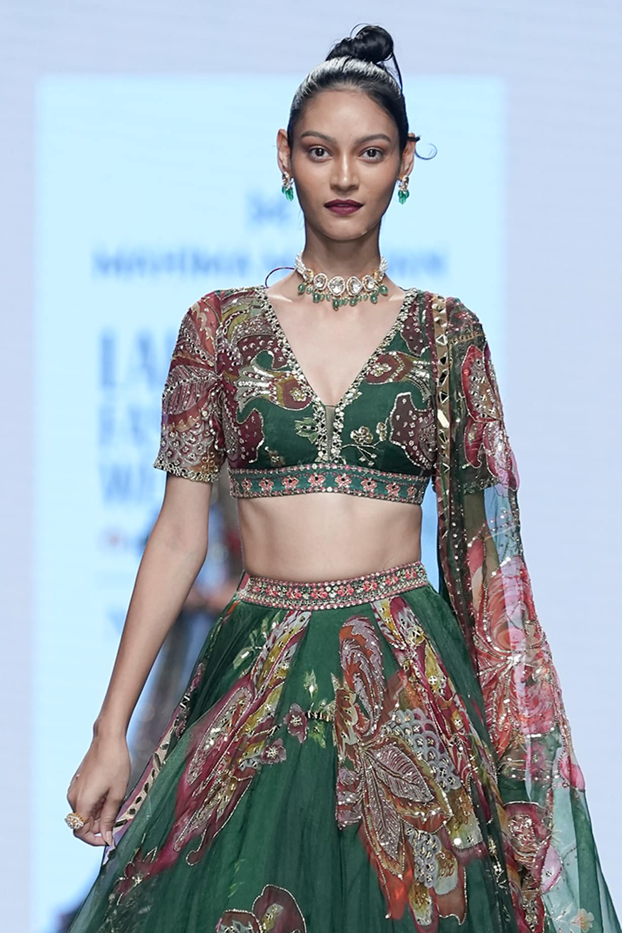 Green Organza Embroidered Wedding Lehenga Set by Mahima Mahajan at ...