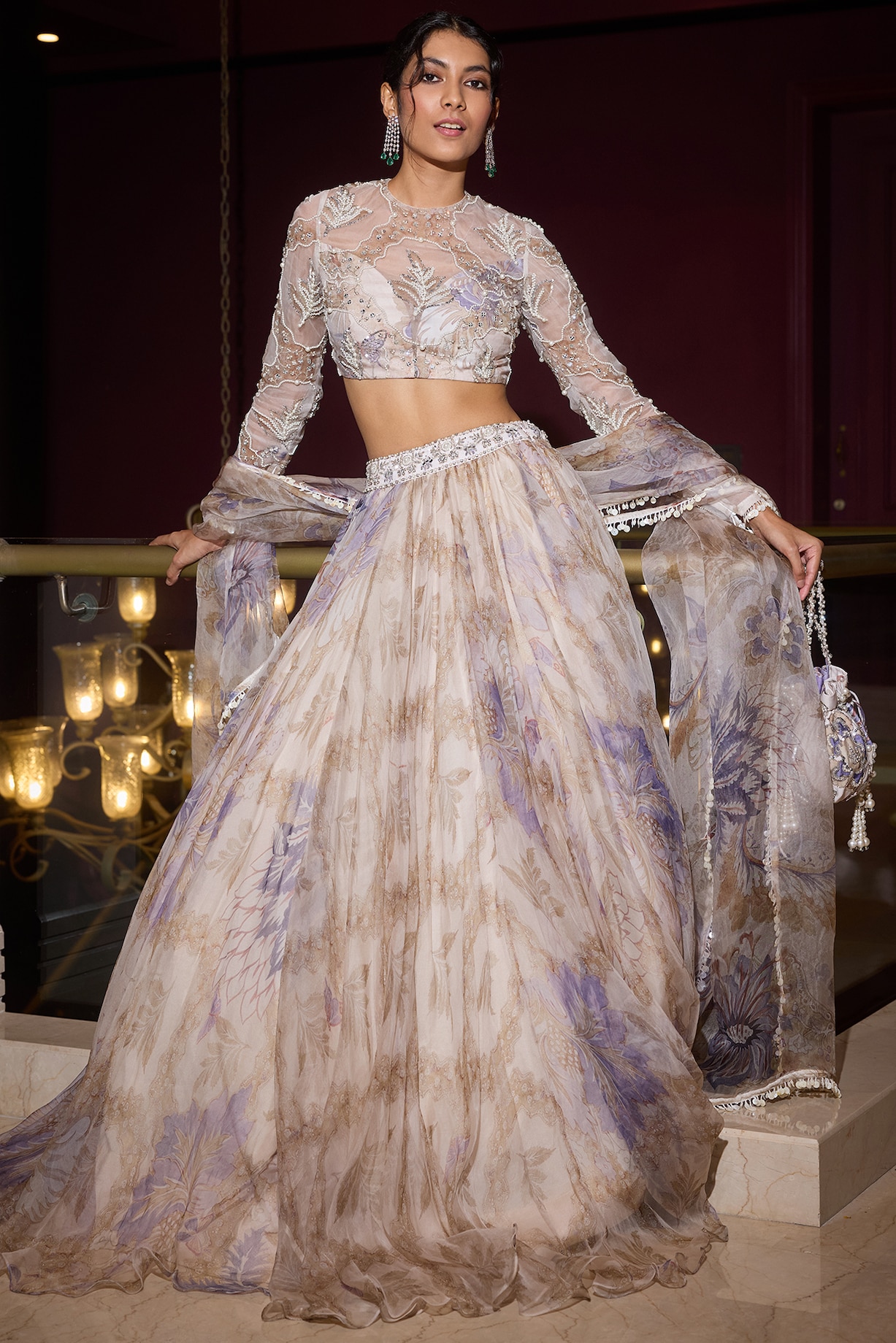 Ocean Blue Organza Wedding Lehenga Set by Mahima Mahajan at Pernia's ...