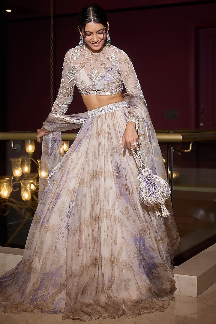 Ocean Blue Organza Wedding Lehenga Set by Mahima Mahajan at Pernia's ...
