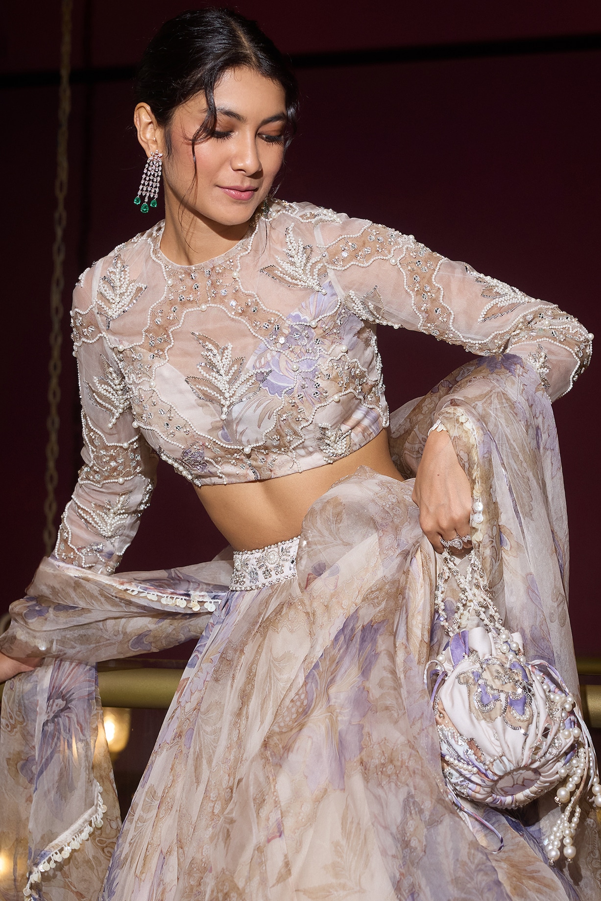 Ocean Blue Organza Wedding Lehenga Set by Mahima Mahajan at Pernia's ...