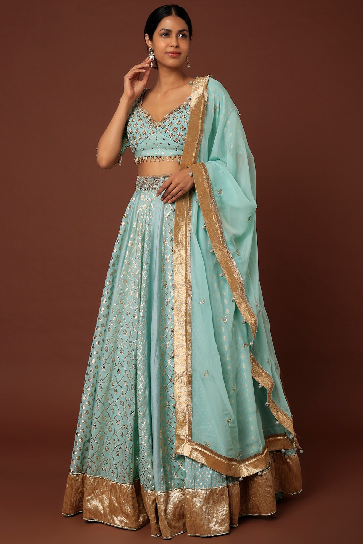 Sky Blue Hand Embroidered Wedding Lehenga Set by Mahima Mahajan at ...